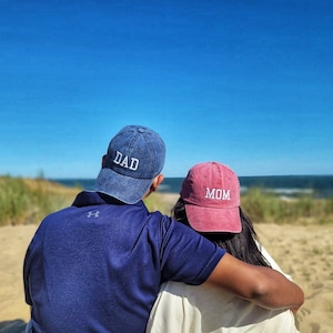 Mom & Dad EMBROIDERED Dad Hat Cap Pigment Dyed Unstructured - Etsy