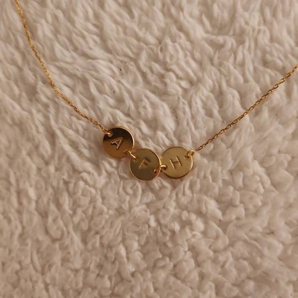 Gold Initial Discs Necklace, Tiny Disc Necklace, Monogram Necklace ...
