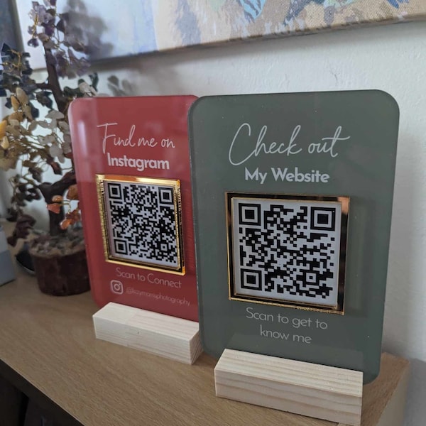 Mini QR Code Social Media Display Sign Facebook Instagram Business Sign ...