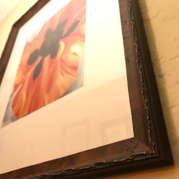 Traditional Scooped Burl Wood Picture Frame, Rustic Custom Frames for Wall Art, Mahogany Dark ...