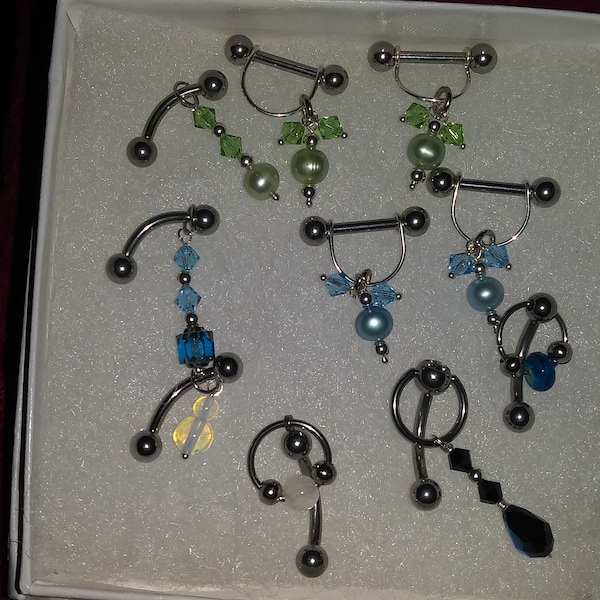 Pearl Nipple Barbells 16G 14G 12G 10G 8G Sterling Silver - Choose Your ...