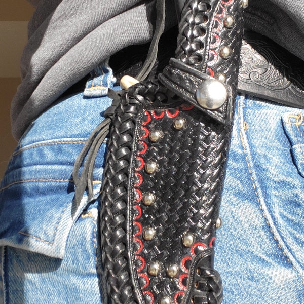 Hand Carved Leather Sheath Cowboy Style, Camping, Sportsman, Hunting ...