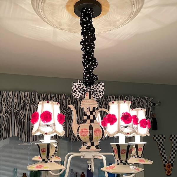 Teapot Chandelier - Cups and Saucers Chandelier - Teacup Lighting - Tea ...