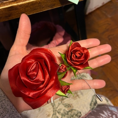 Rose Lapel Pin / Mens Lapel Pin / Mens Boutonniere / Fabric Lapel ...