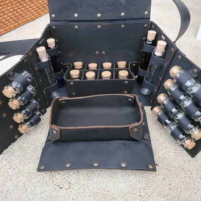 Alchemist Leather Larp Bag Potion Set for Steampunk, Alchemist Costume ...