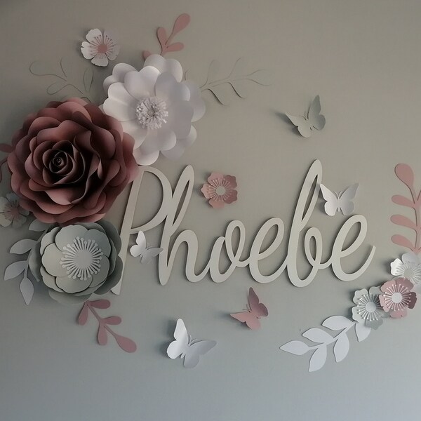 Rose Gold Paper Flower Wall Decor With Name/our New House/elegant House ...