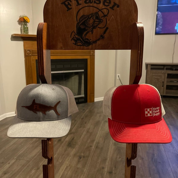 Custom Cap Rack for 20 Caps, Hat Rack, Carved Cap Rack, Personalize Cap ...