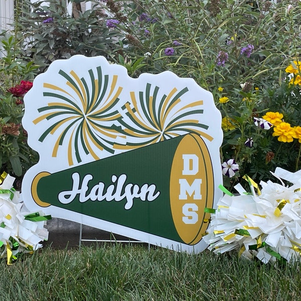 Cheerleader Megaphone Yard Signs Personalized With Team and Name - Etsy