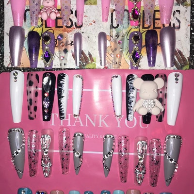 60 Pc 3D Nail Charm Bundle Nail Charm Box Set Kawaii Bear - Etsy