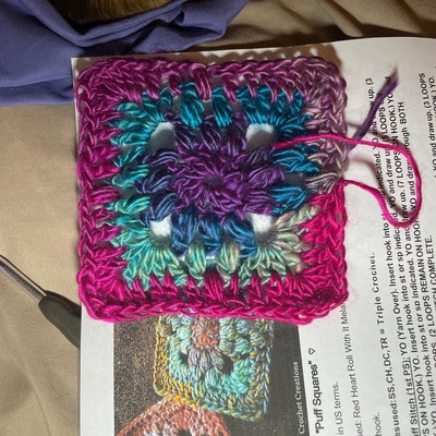 Nana's puff Square Crochet Square Pattern Colorful Square Nana's ...