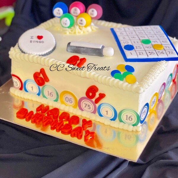 Fondant Bingo Cake Topper - Bingo Topper - Fondant Game - Game Night ...