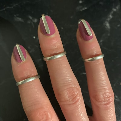 Finger Nail Ring, Silver Nail Ring, Fashion Ring, Big Midi Ring ...