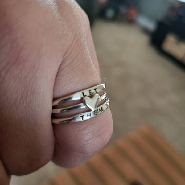 Sweet Heart Ring, Stackable Heart Ring, Dainty Solid Gold Heart or Sterling Silver Heart ...