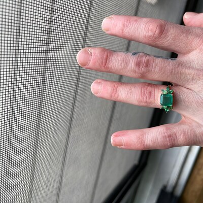 Emerald Engagement Ring Pear Emerald Ring With Ring Enhancer - Etsy