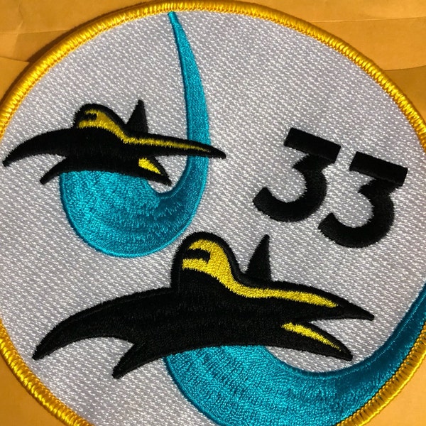 USAF 33 Cadet Squadron CS-33 5 Inch LARGE Iron-on Vintage Patch Black ...