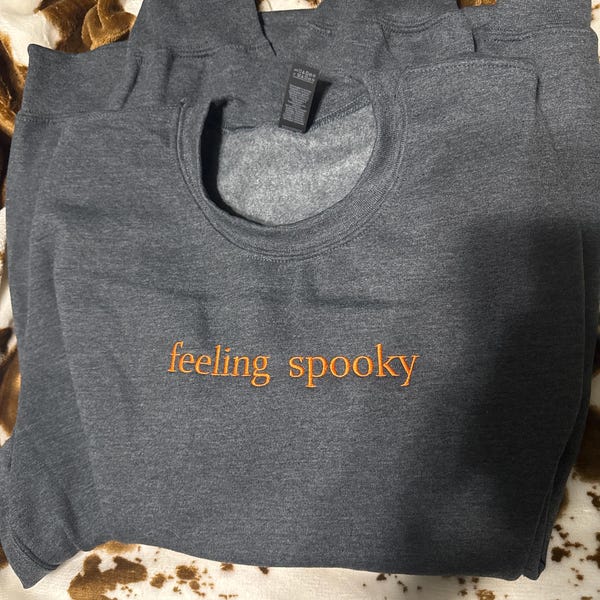 Feeling Spooky, Embroidered Crewneck, Cute Fall Tee, Sweater Weather ...