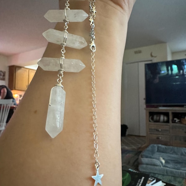 Crystal Statement Necklace, Lariat Statement Necklace, Crystal Quartz ...