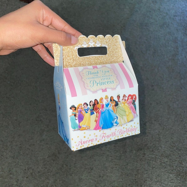 Disney Princess Birthday Personalized Qty 8 Gable Favor Goody Boxes - Etsy