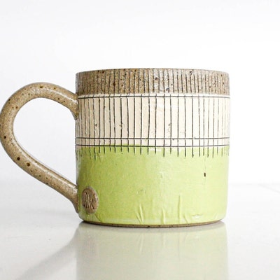Stoneware Hand Painted/handmade Ceramic Mug, Tactile Embossed Playful ...