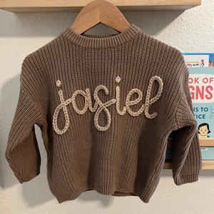 Custom Hand Embroidered Toddler and Baby Name Sweater, Oversized Kids ...