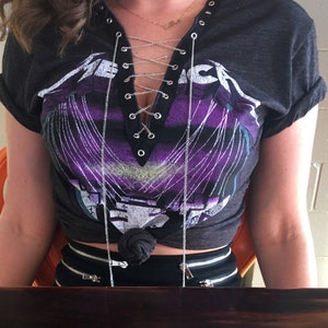 Metallica Lace up Chain T Shirt Rock Metal Band Master of Puppets ...