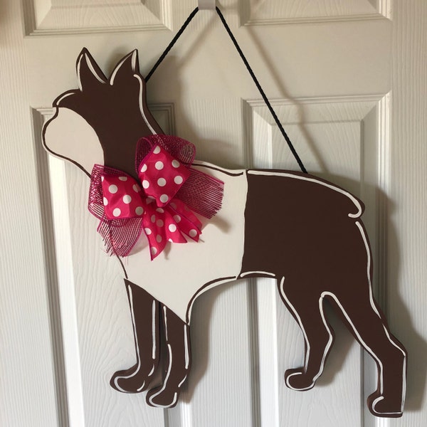 Boston Terrier Door Hanger, Pet Door Decor, Pet Wall Art, Dogs, Terrier ...
