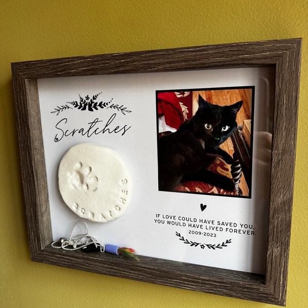 Pet Memorial Paw Print Harness Holder Shadow Box, Pet Loss Frame, Clay ...