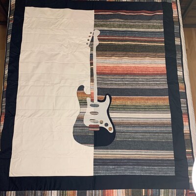 Digital Guitar Applique Quilt Pattern, beautifully Acoustic 67 X 57 ...