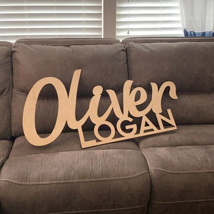 Custom two line sign first middle name stacked wood sign | Etsy