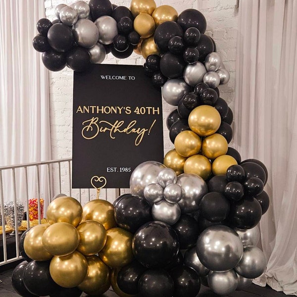 3D Gold Mirror Happy Birthday Acrylic Welcome Entrance Sign, Let's ...
