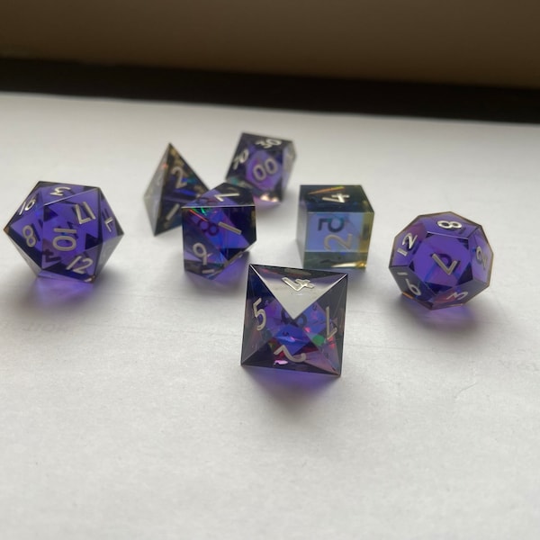 Neon Dreamer - Retro Purple Holographic Handmade Resin Sharp Edge Dnd ...