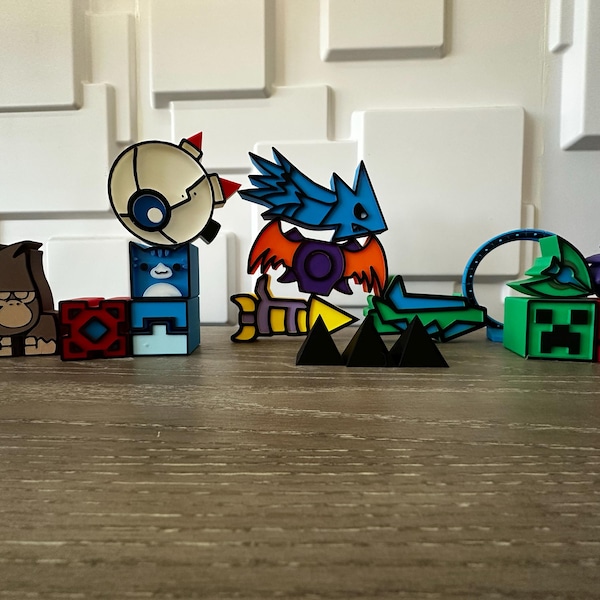Geometry Dash Toys, 3D Printed Cubes, Geometry Dash Icons, Cake Toppers ...