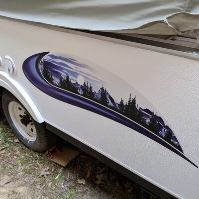 2 RV Trailer Camper MOUNTAIN SCENE Graphic Decal Stripes 726 - Etsy