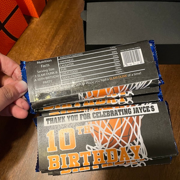 Basketball Party Chocolate Bar Wrapper, Basketball Party Favor ...