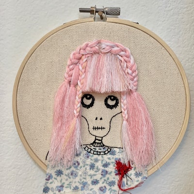 Female Portrait Art by Ray Dust. 6x8 Mixed Media - Etsy