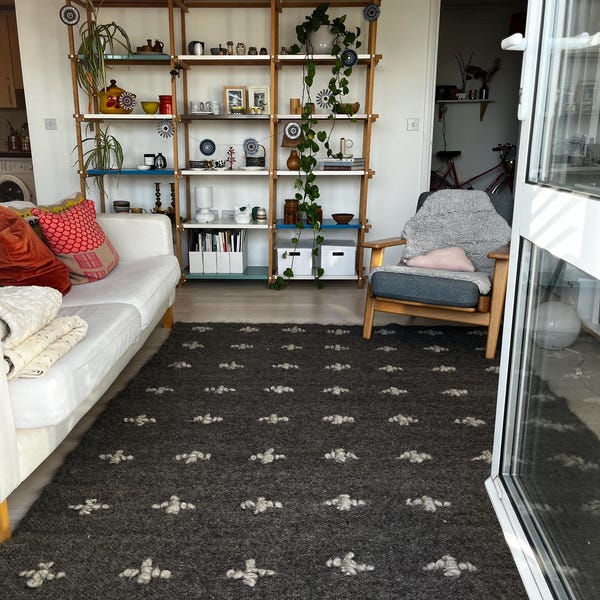 Neutral Beige Aztec Rug With White Pattern 5x7, Large Wool Area Rug ...