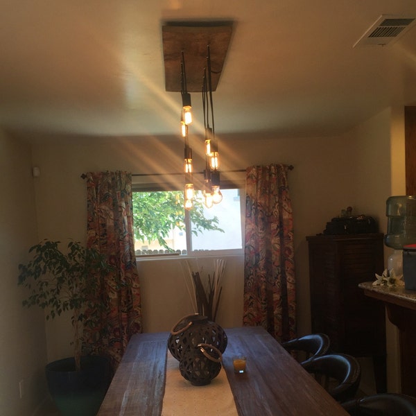 Rustic Dining Chandelier Wood Lighting 10 Edison LED Rustic Chandelier ...