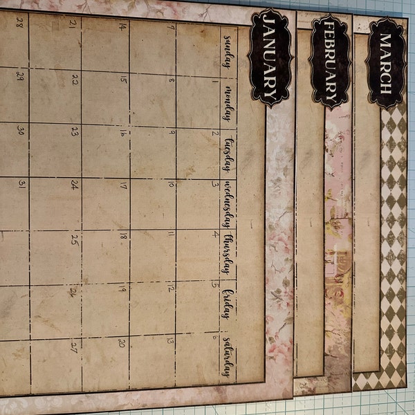 Custom, Junk Journal Calendar, Digital Planner, Junk Journaling Digital ...