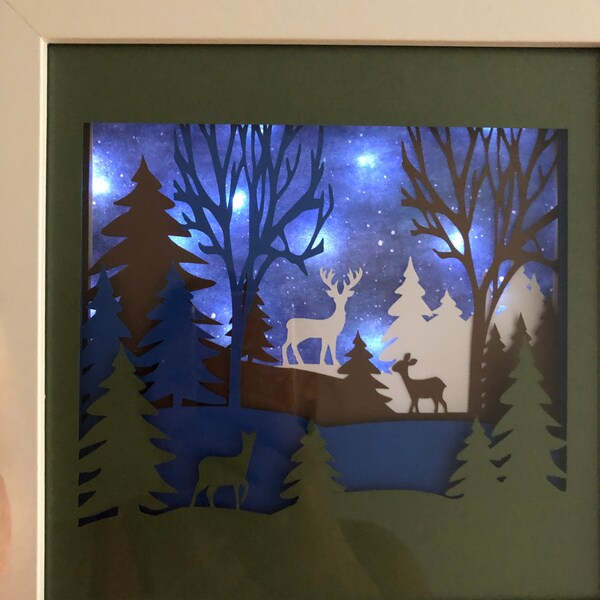 3D Shadow Box With Lights, Mama Bear With Cub, Nightlight, Rustic Decor ...