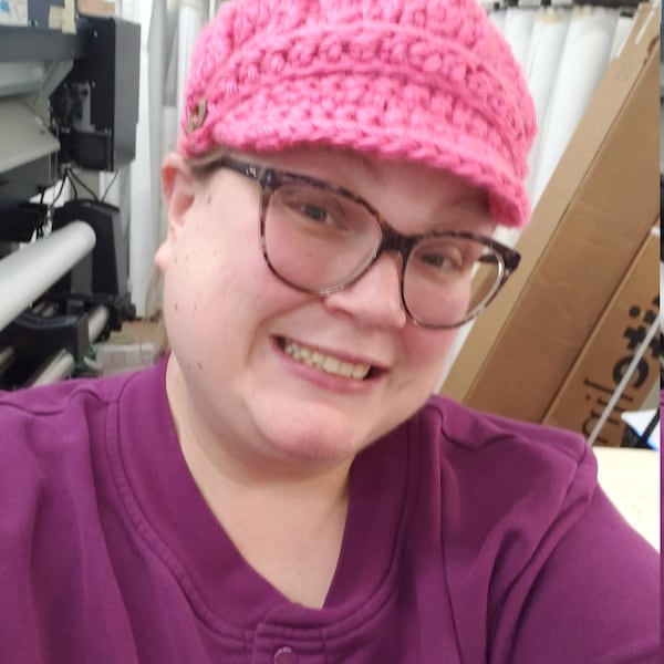 Pink Newsboy Crochet Newsboy Hat Bright Pink Hat With Visor Adult ...