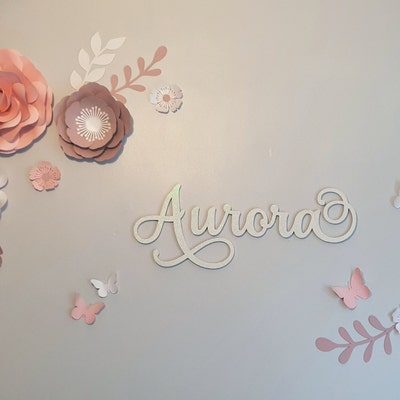 Rose Gold Paper Flower Wall Decor With Name - Etsy UK