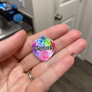 Pretty Dog Tag for Dog, Faux Wood, Girl Dog Name Tag, Personalized Pet ...