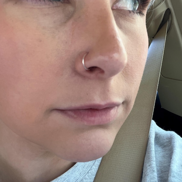 Thin Snug Fit Nose Ring Hoop | Sterling Silver, 14k Gold, Dainty Hoop ...