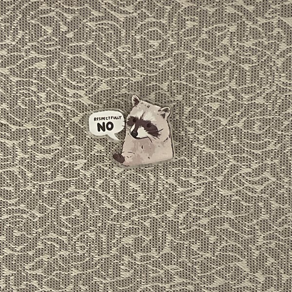 Raccoon Respectfully No | Funny Acrylic Pin | Kawaii Cute Raccoon Pin ...