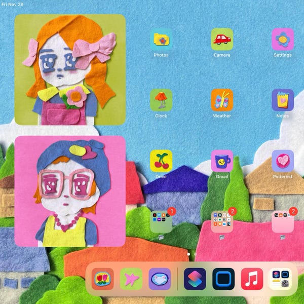 Cute Handmade Felt Desktop Icons Wallpaper Set, Cute Mac Icons, Windows ...