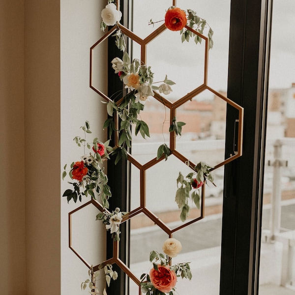 6ft Gold Metal Honeycomb Floor Standing Balloon Display Arch for ...