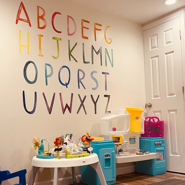 Rainbow Uppercase Letters Fabric Wall Decal Color Story Mej Mej - Etsy