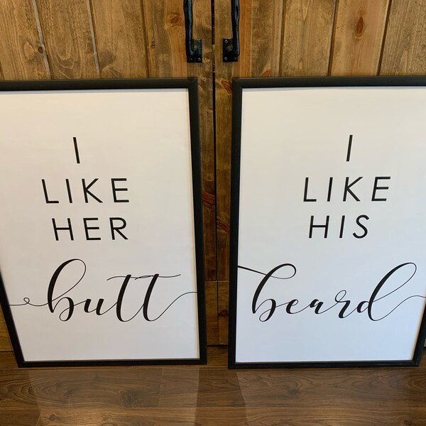 I Like His Beard, I Like Her Butt, Romantic Posters, Set of 2 Poster ...
