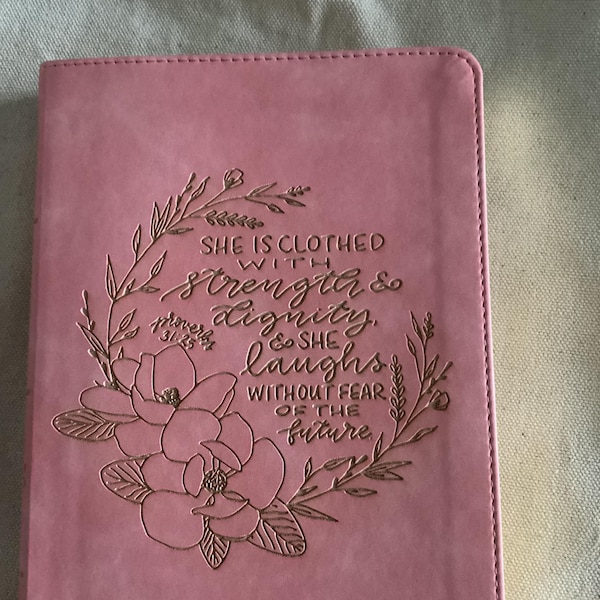 PERSONALIZED CSB Bible - Pink - She is Clothed With Dignity (proverbs ...