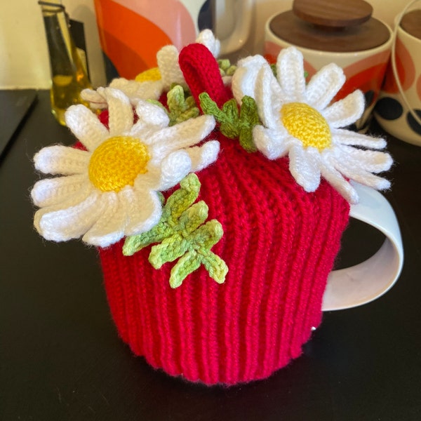 Large Knitted Purple Daisy Tea Cosy / 6 to 10 Cup Tea Cozy / Flower Tea ...